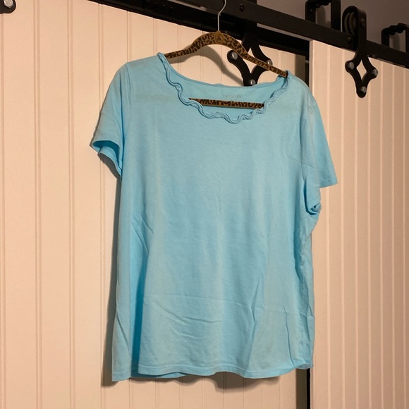 Talbots | Tops | Talbots Pretty Neckline 0 Pima Cotton Tee Turquoise ...
